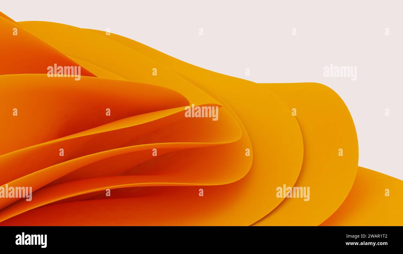 Abstract yellow shapes wavy 3d color fabric. Cloth wave background ...