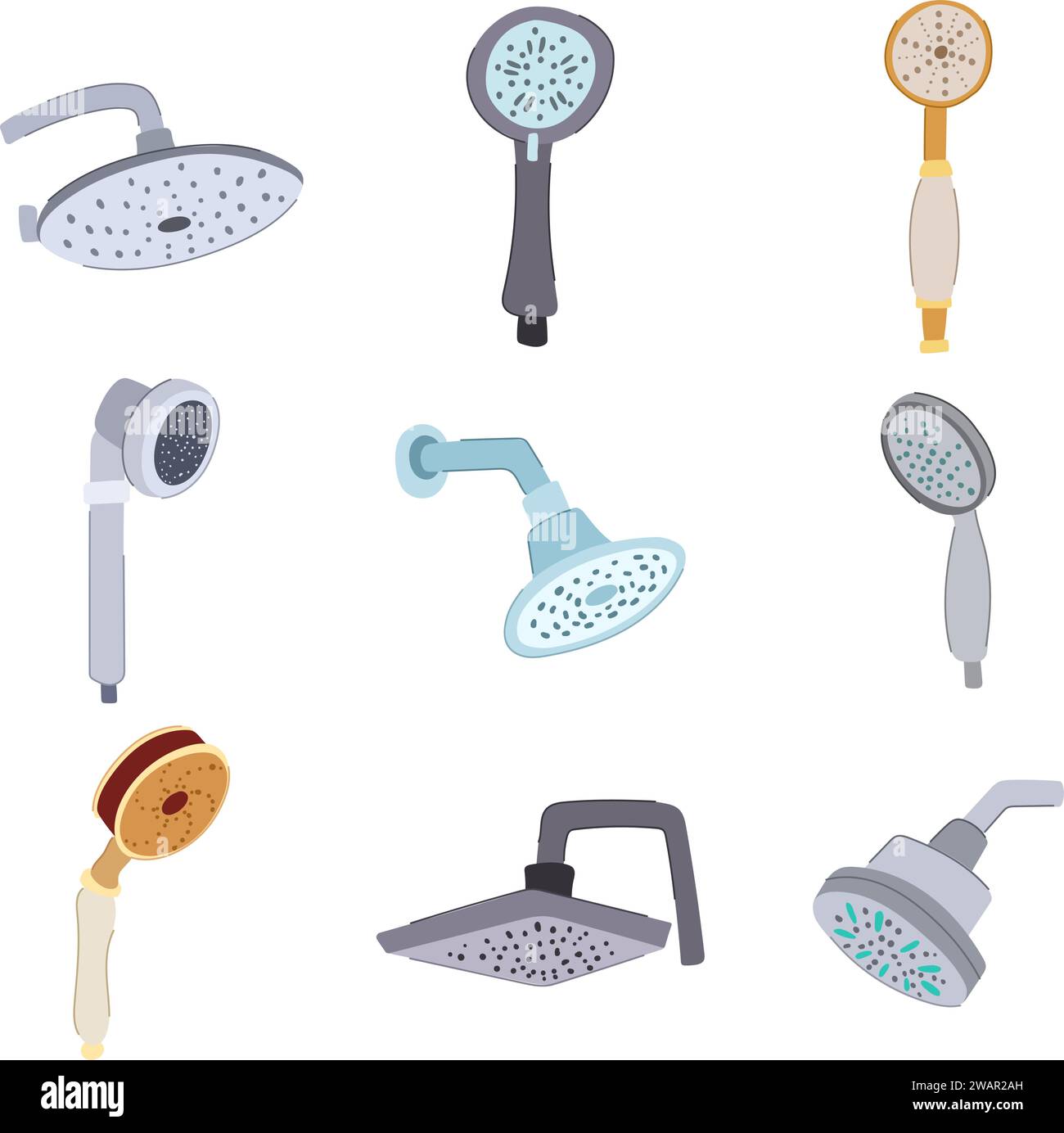 shower head set cartoon vector illustration Stock Vector Image & Art ...