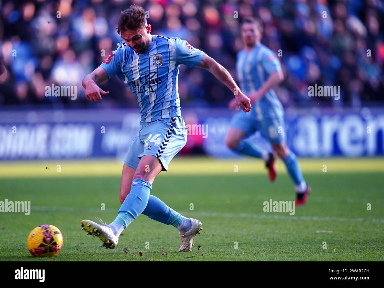 Coventry City's Matthew Godden scores their side's sixth goal of the ...