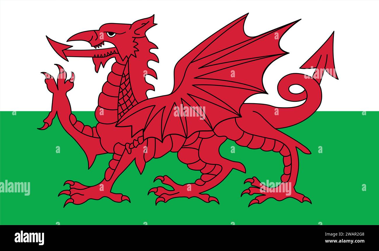 High detailed flag of Wales. National Wales flag. Europe. 3D ...