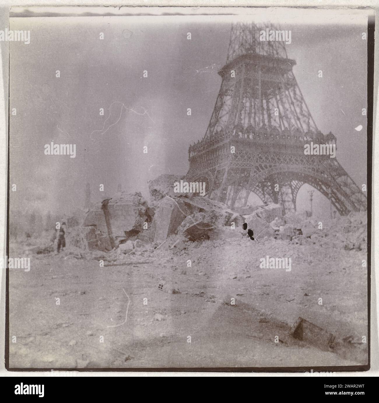 Demolition of buildings next to the Eiffel Tower for the World Exhibition of 1889 in Paris, 1889 ...