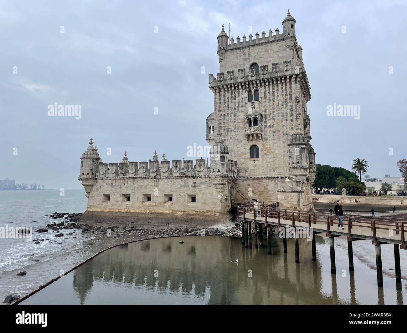 Lisbon, Portugal - December, 2023:Belem Tower, one of the most visited ...