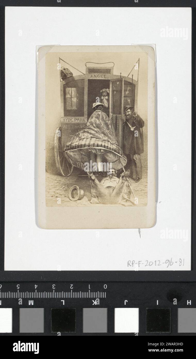 Photo production of a cartoon on a woman with a crinoline, c. 1850 - c. 1875 photograph England ...