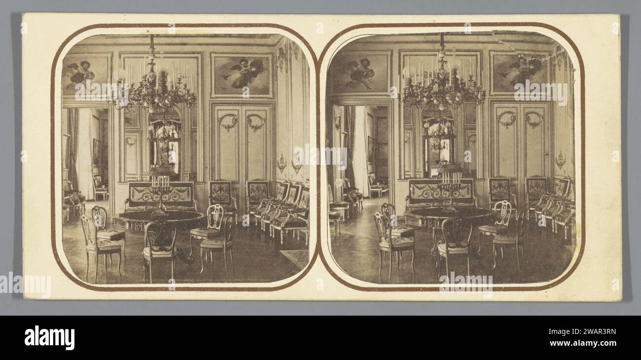 Interior of the White Salon in Château de Villeneuve-Lembron, Puy-de-Dôme, France, 1857-1863 ...