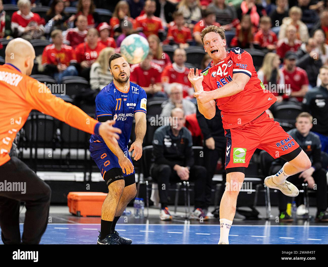 Norway's Gabriel Setterblom. The men's handball match in the training tournament Norlys Golden ...
