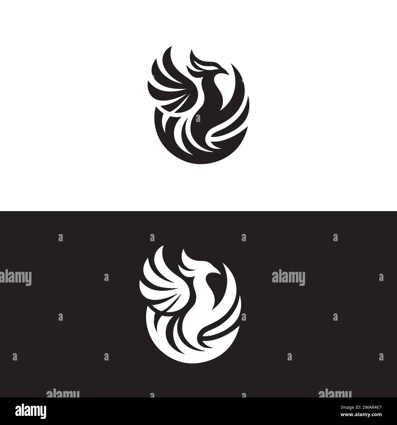 Enigmatic Black and White Phoenix Emblem Portraying Rebirth and ...
