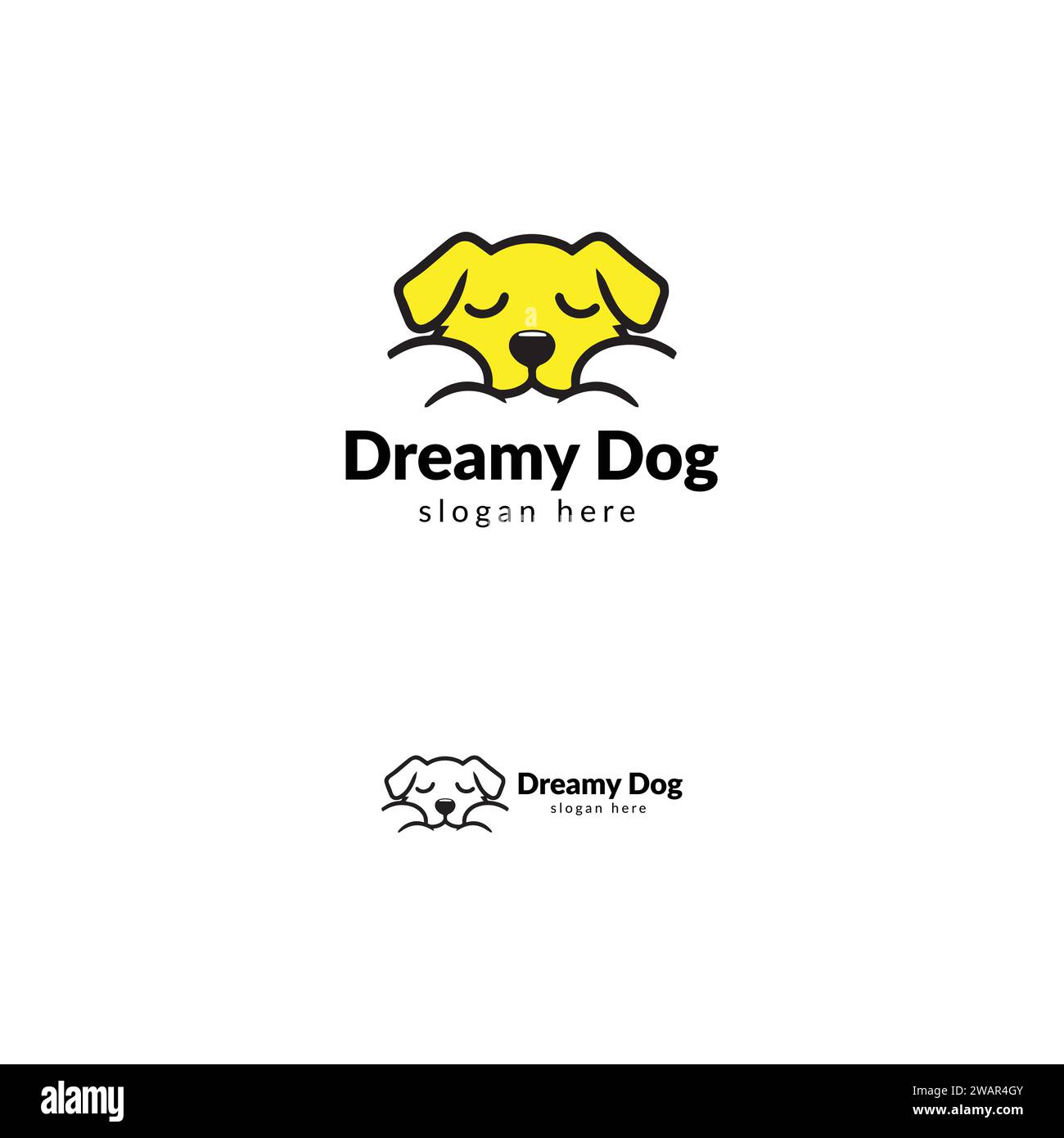 Dreamy Dog Logo Design Featuring a Cartoon Canine Sleeping Peacefully ...