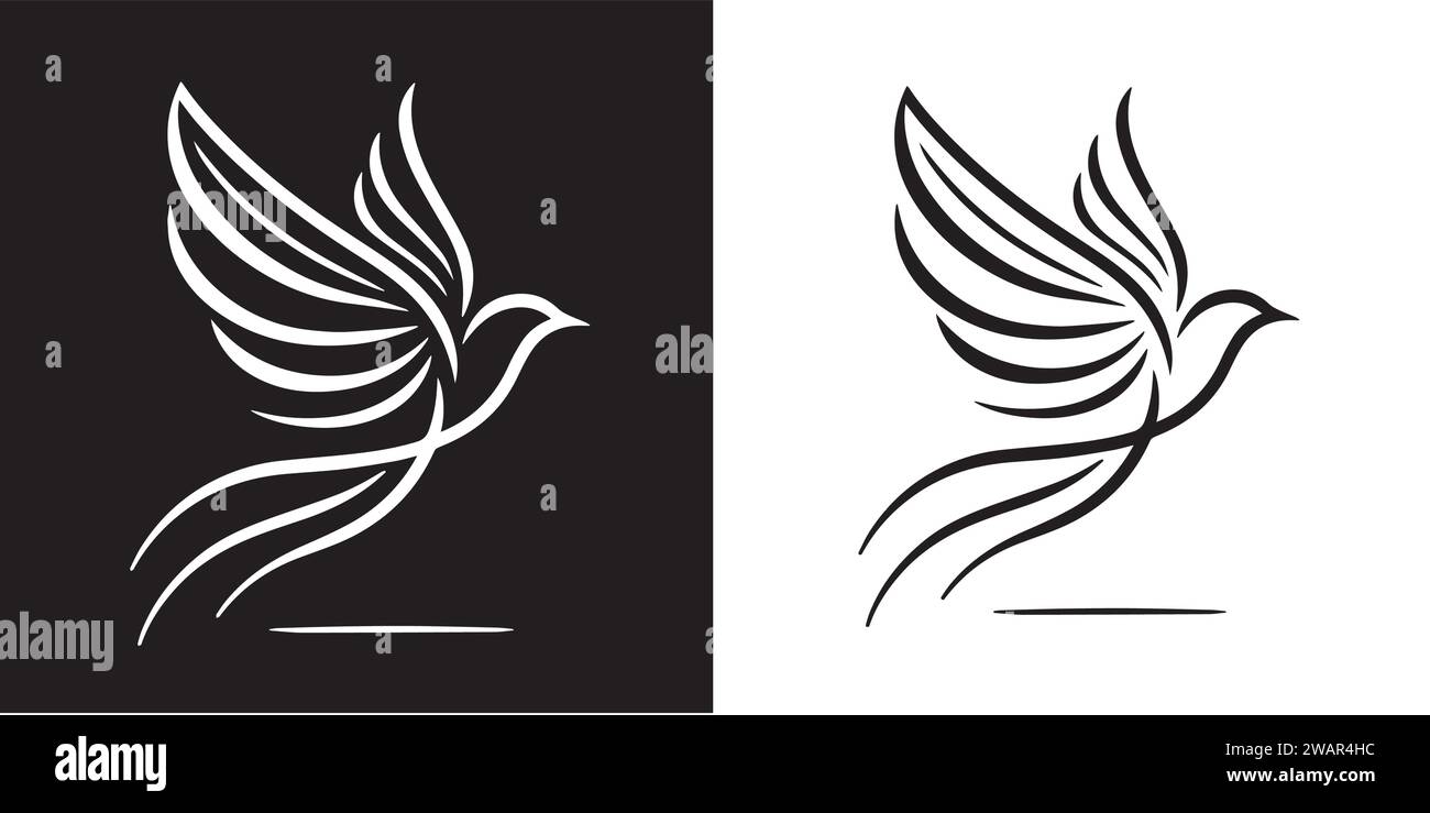 Elegant Minimalist Design of a Stylized Bird in Flight Against ...