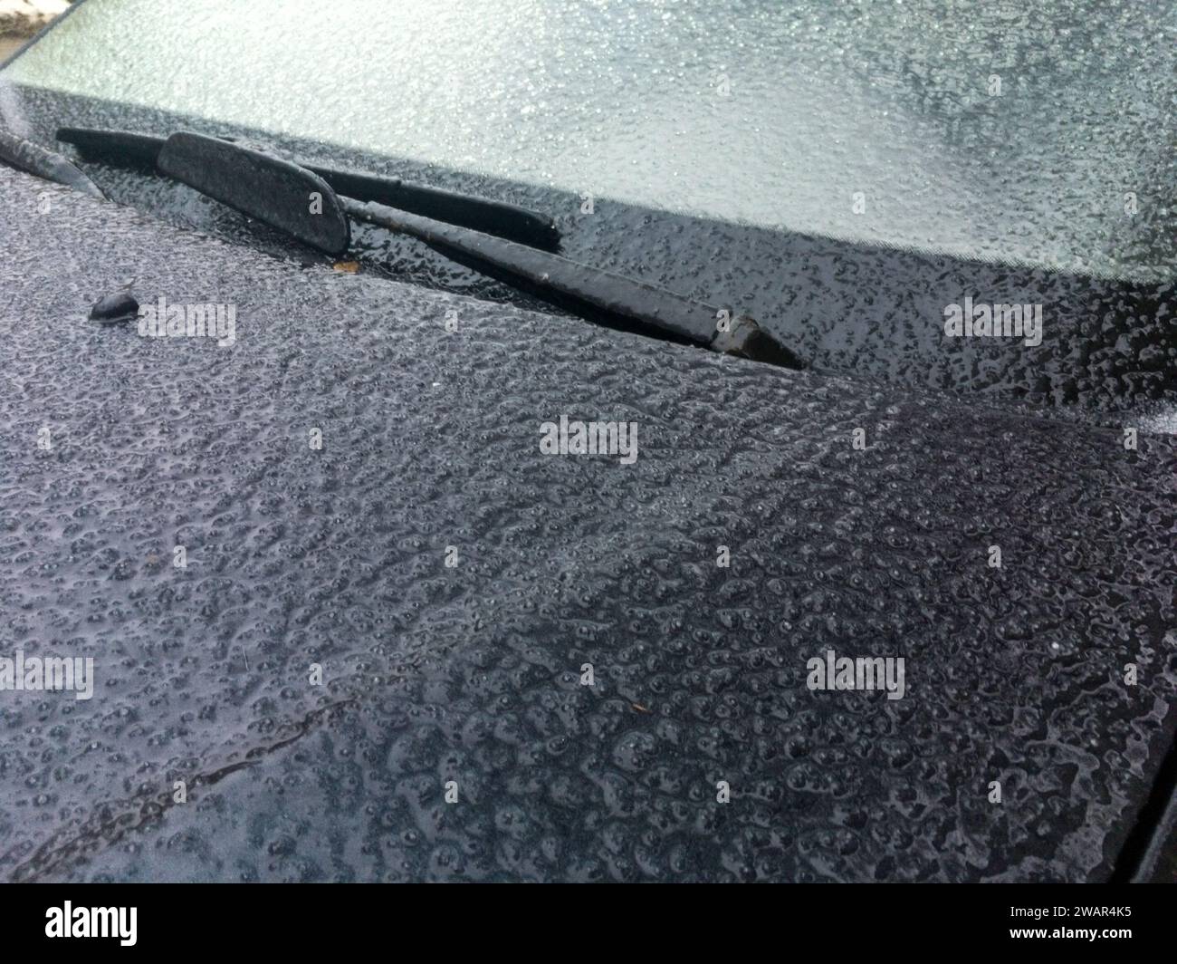 Ice crust on a car after a "freezing rain Stock Photo - Alamy