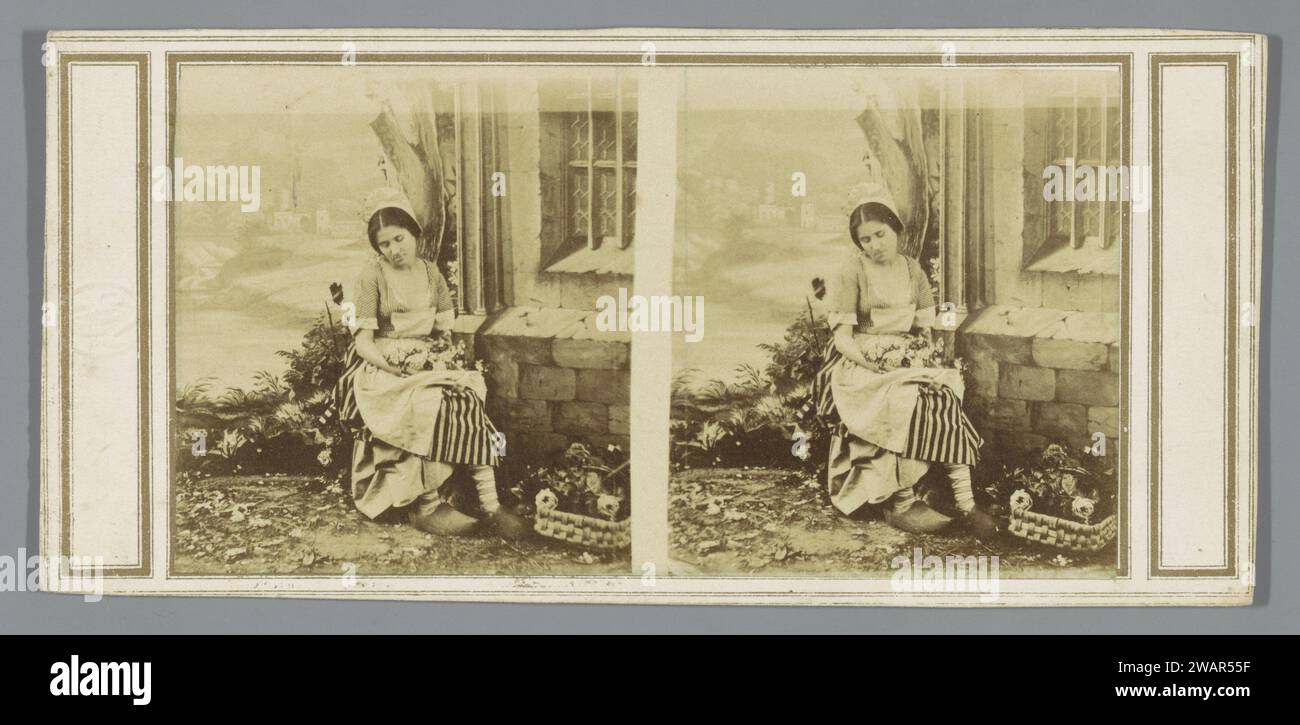 Farmers' wife with flowers, 1857 - 1863 stereograph paper. cardboard albumen print farmers - AA ...
