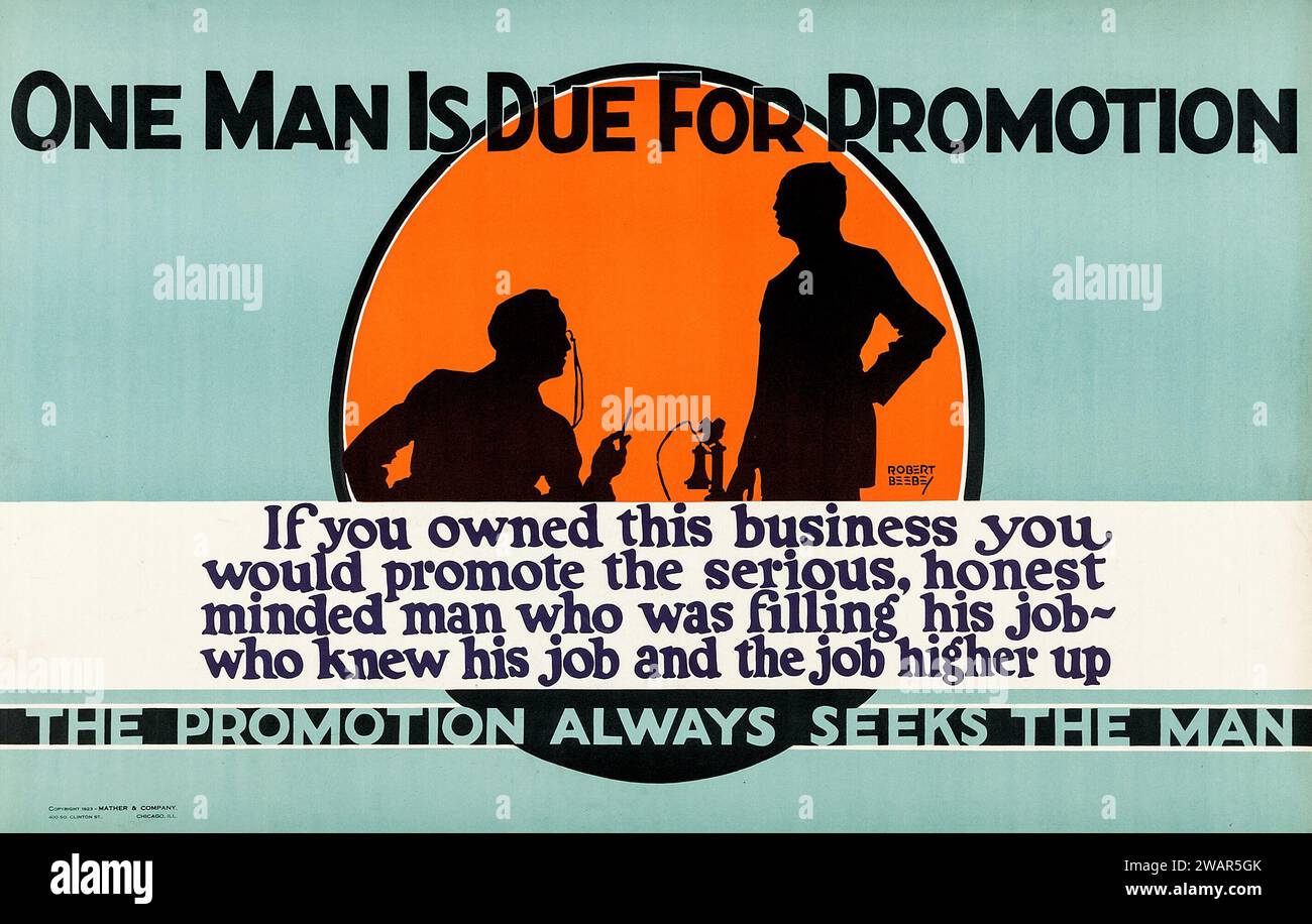 One Man is Due for a Promotion (Mather and Company, 1923). Motivational ...