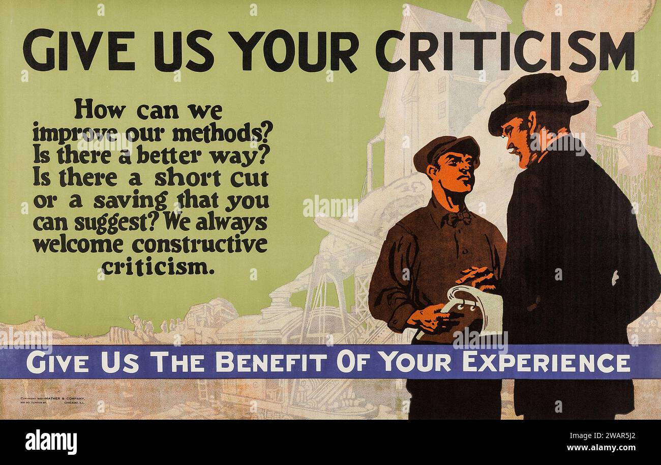 Give Us Your Criticism (Mather and Company, 1923). Motivational Poster ...