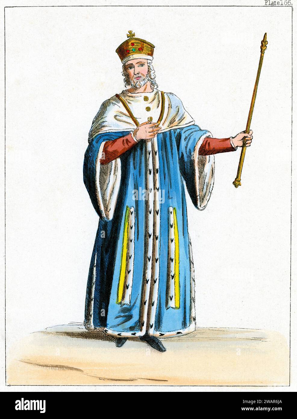 Full-length Portrait of Welsh King Hywel ap Cadell, asa Hywel Dda ...