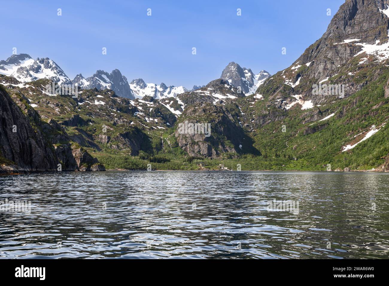 The breathtaking panorama of Trollfjorden in Norway unfolds with lush ...