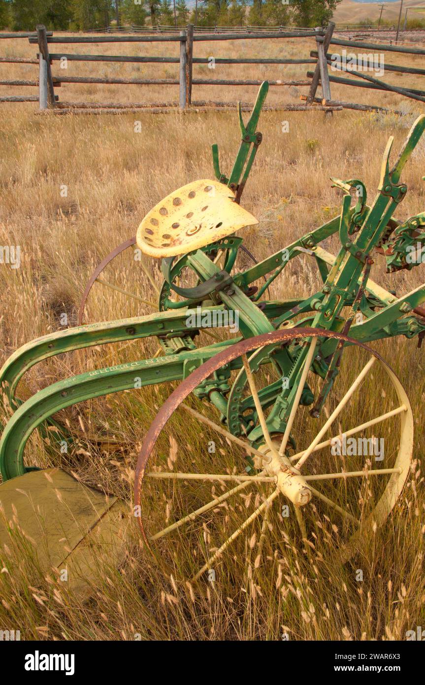 John Deere two-way plow, Grant-Kohrs Ranch National Historic Site, Montana Stock Photo - Alamy