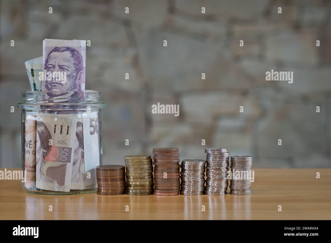 Czech money columns coins hi-res stock photography and images - Alamy