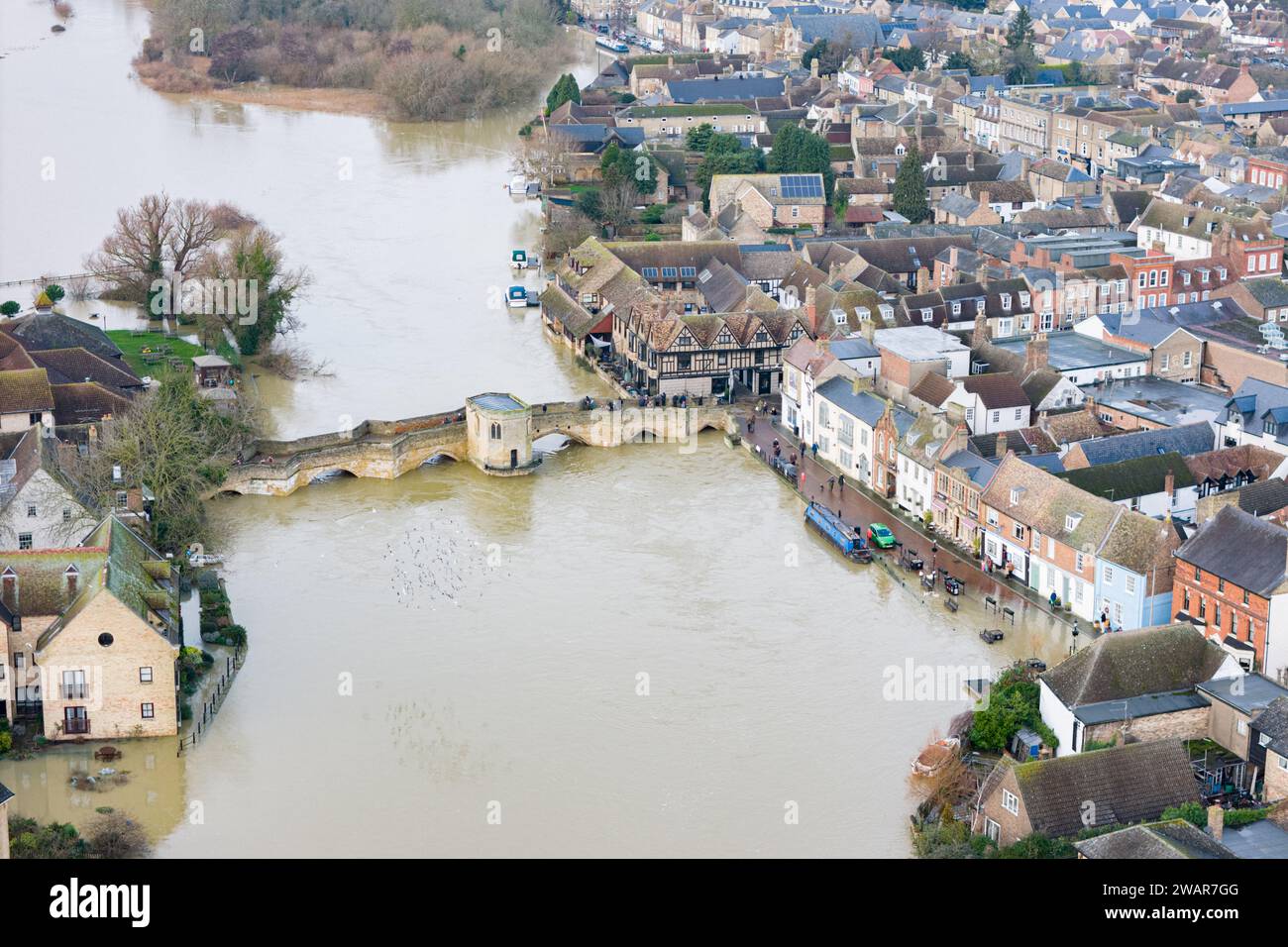 Aerial photograph shows the extent of the flooding in St Ives ...