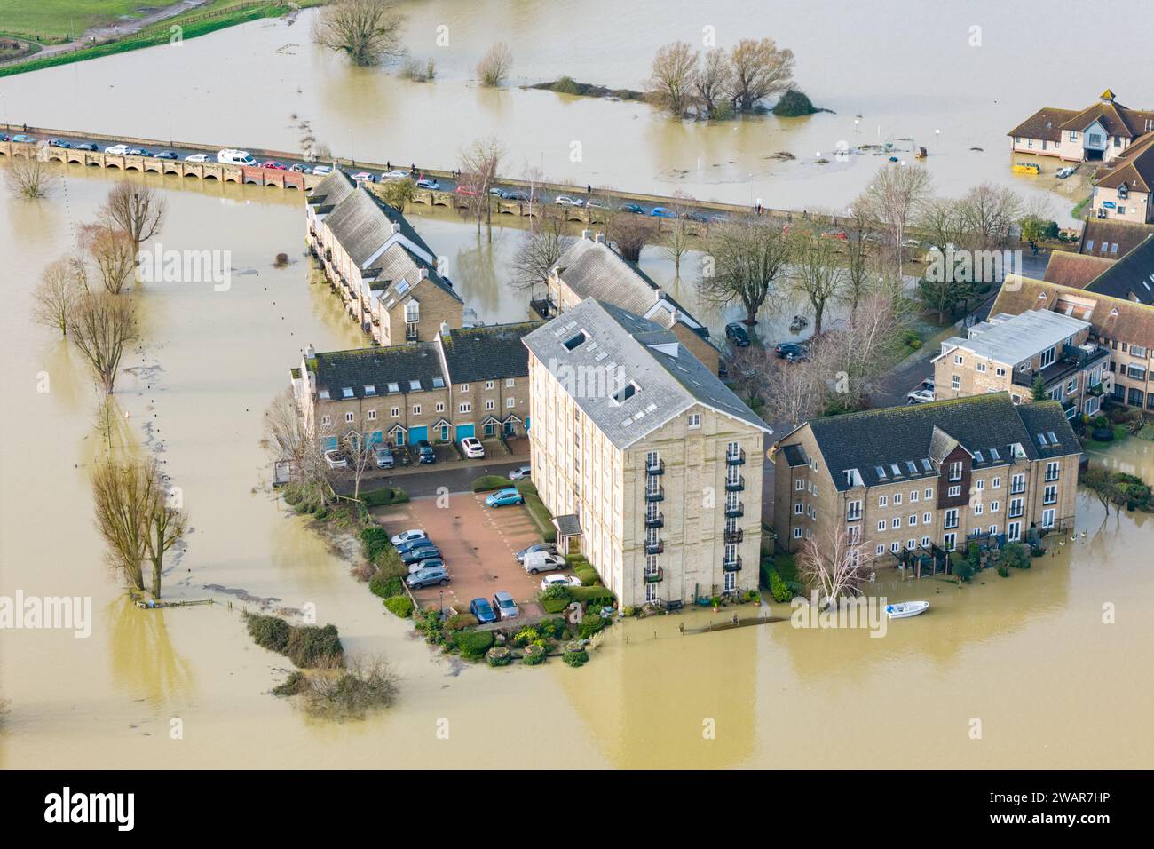 Aerial photograph shows the extent of the flooding in St Ives ...