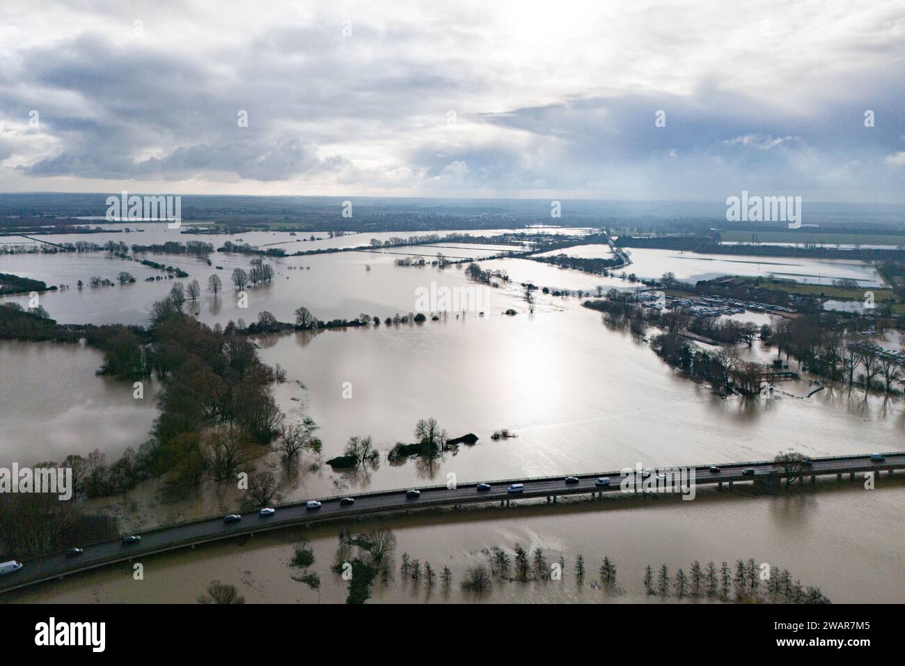 Aerial photograph shows the extent of the flooding in St Ives ...