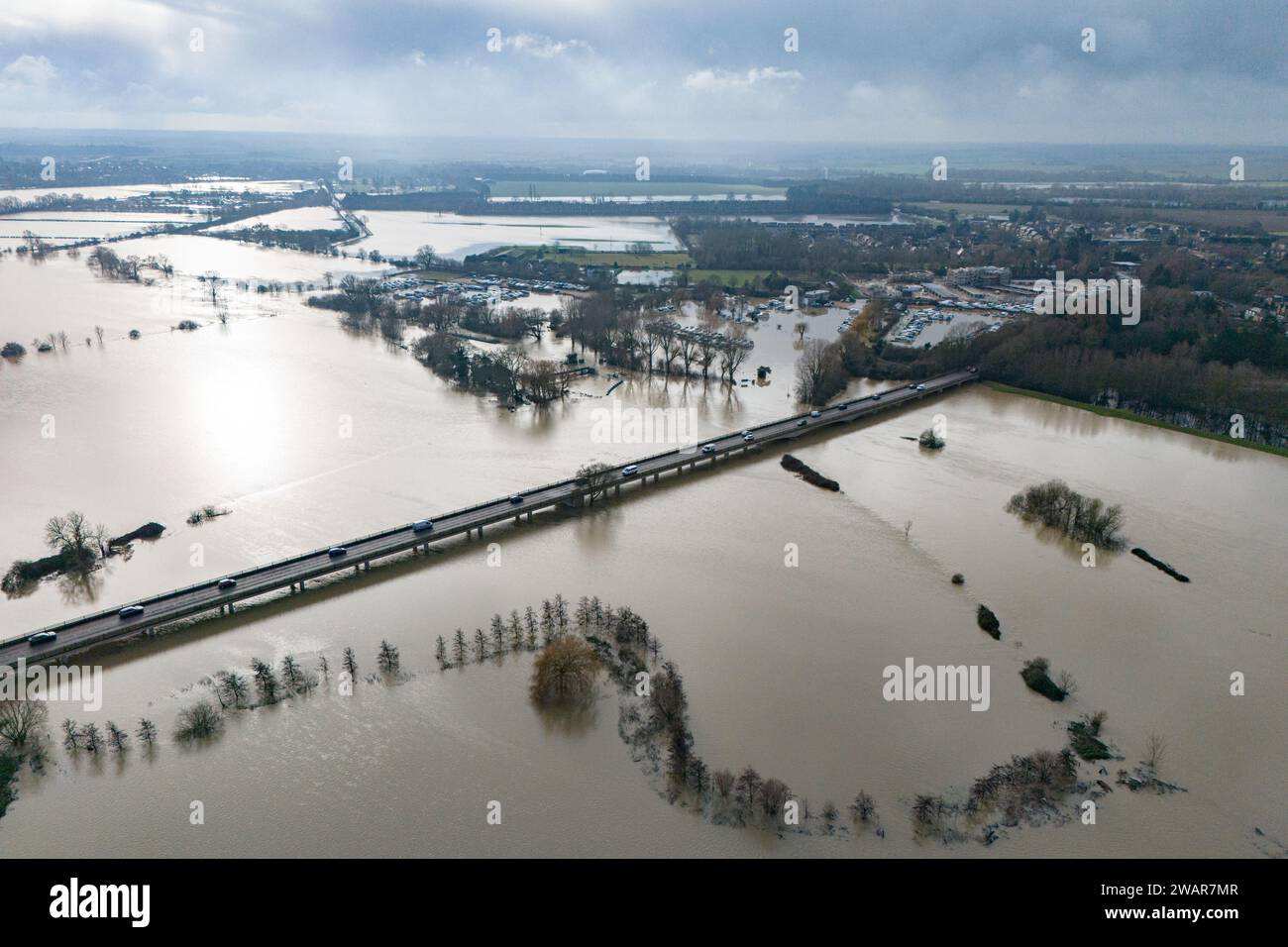 Aerial photograph shows the extent of the flooding in St Ives ...