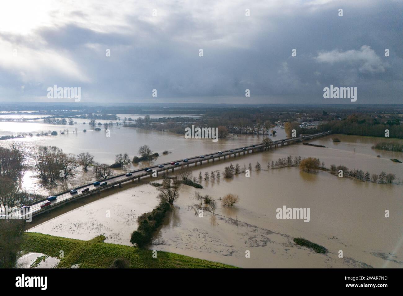 Aerial photograph shows the extent of the flooding in St Ives ...
