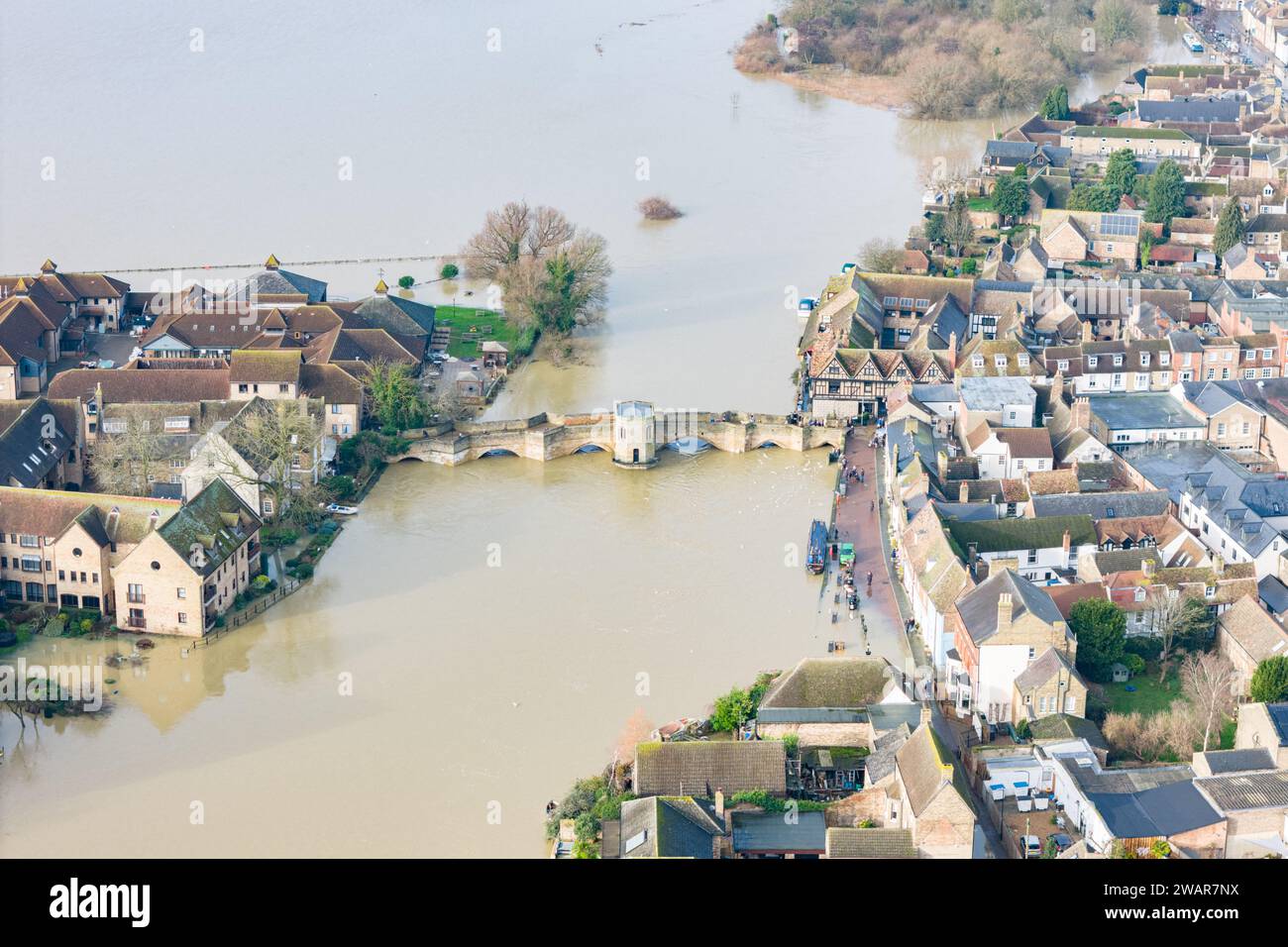 Aerial photograph shows the extent of the flooding in St Ives ...