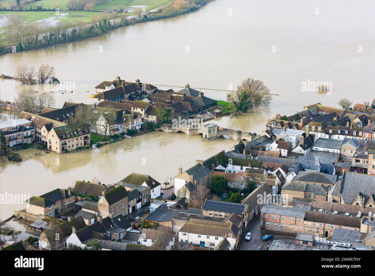 Aerial photograph shows the extent of the flooding in St Ives ...
