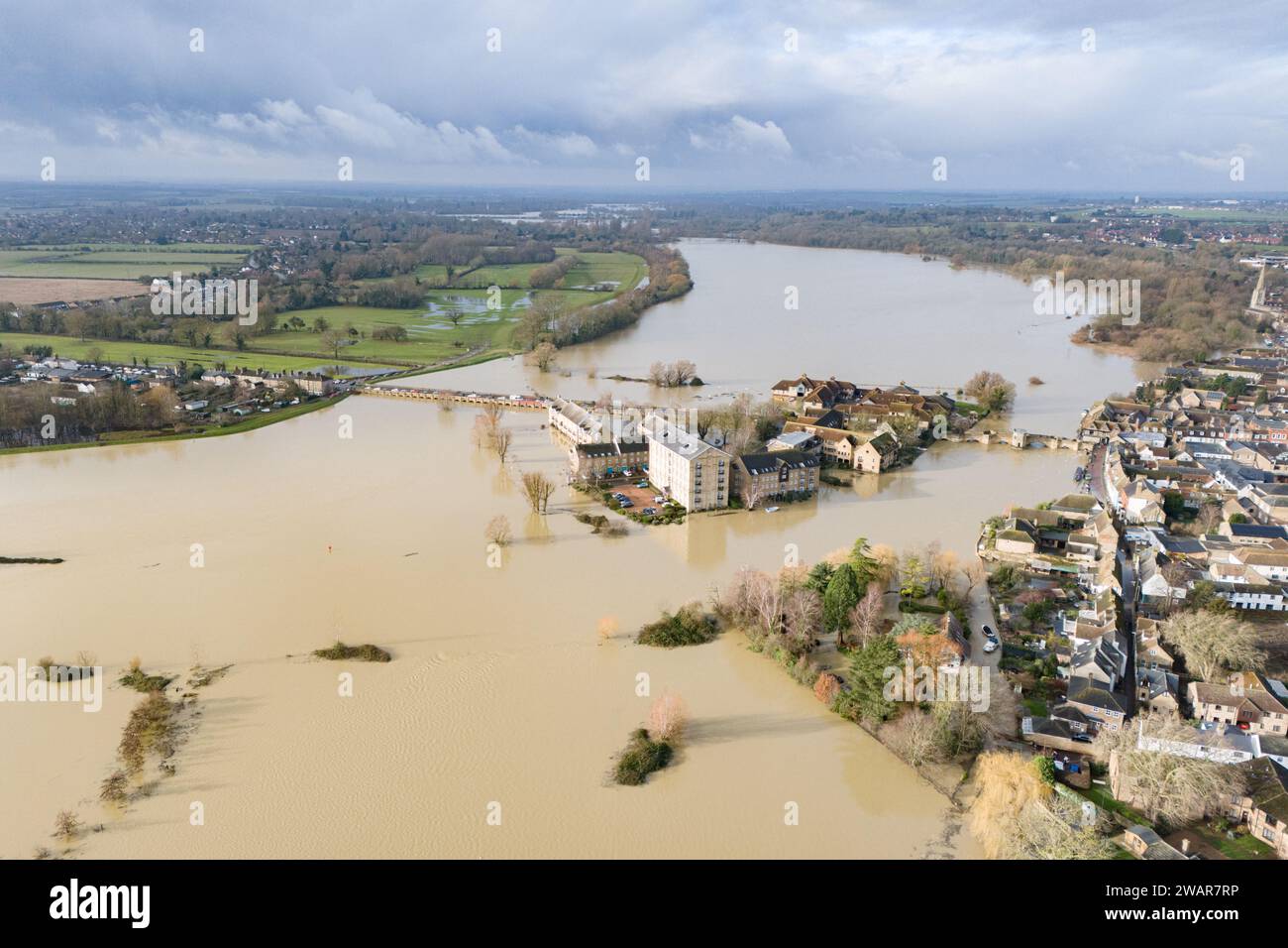 Aerial photograph shows the extent of the flooding in St Ives ...