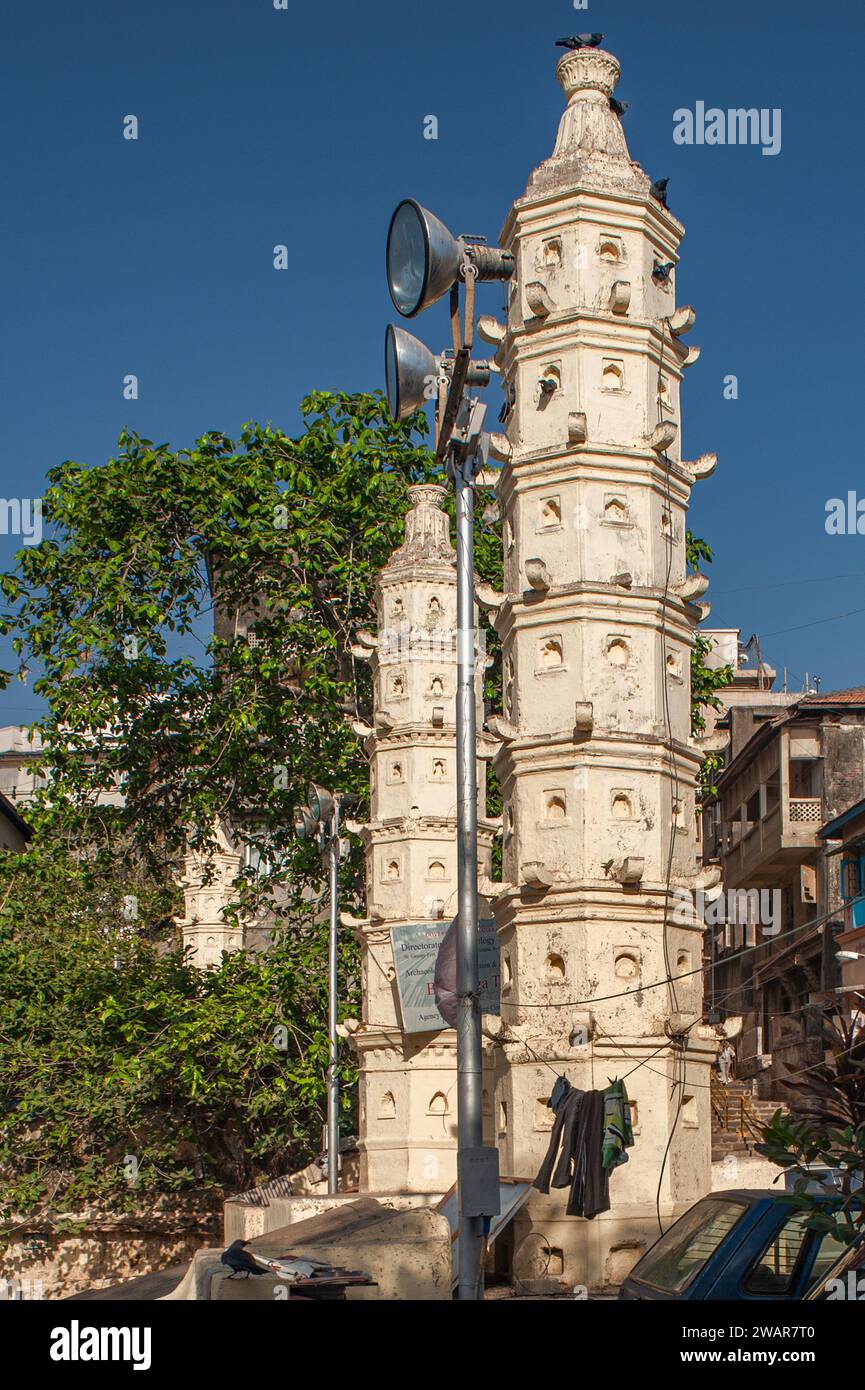 05 25 2008 Vintage Old Deepmal or Stambh against light at Bangunga tank ...