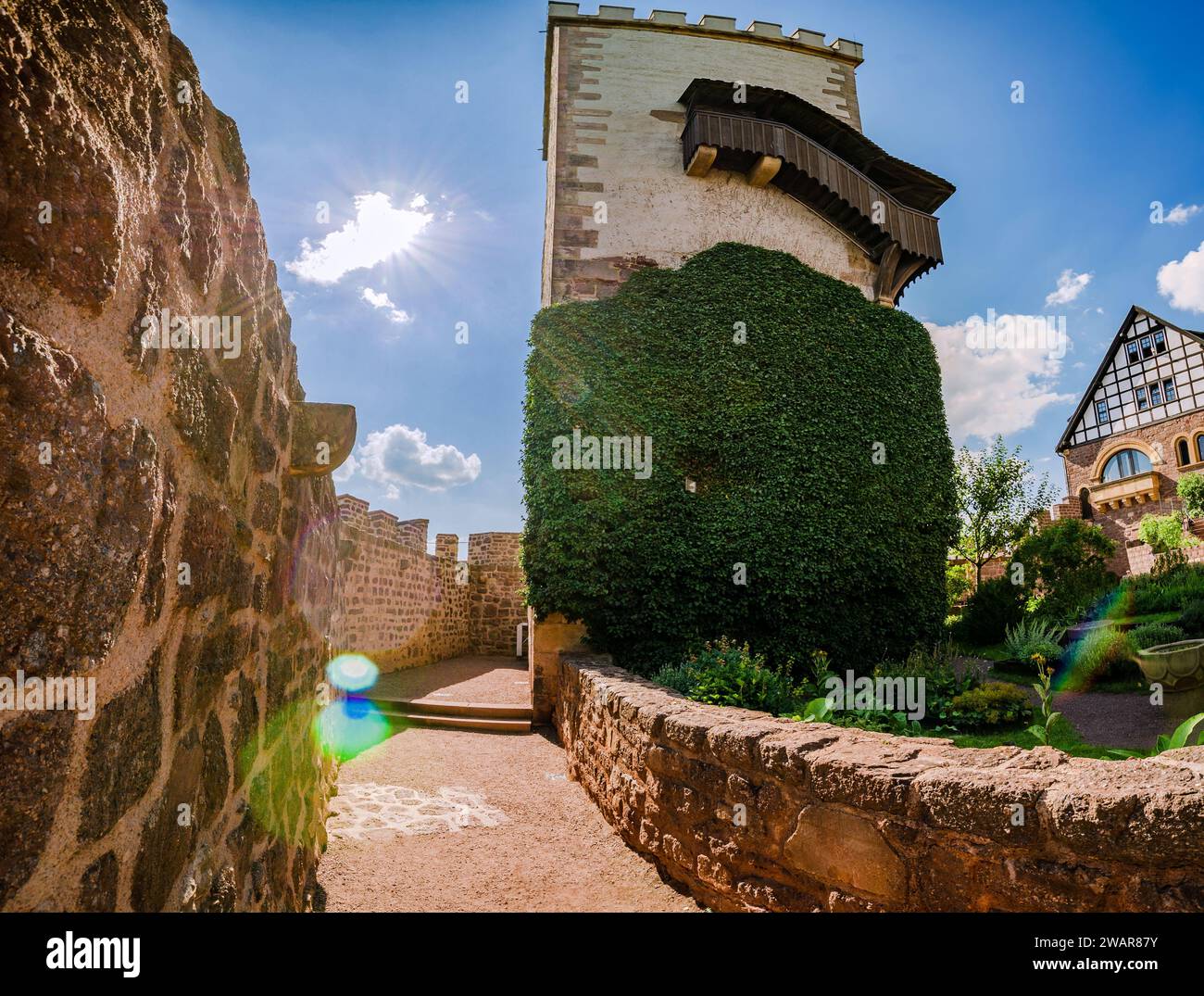 Southern defensive wall with south tower in the courtyard of Wartburg ...