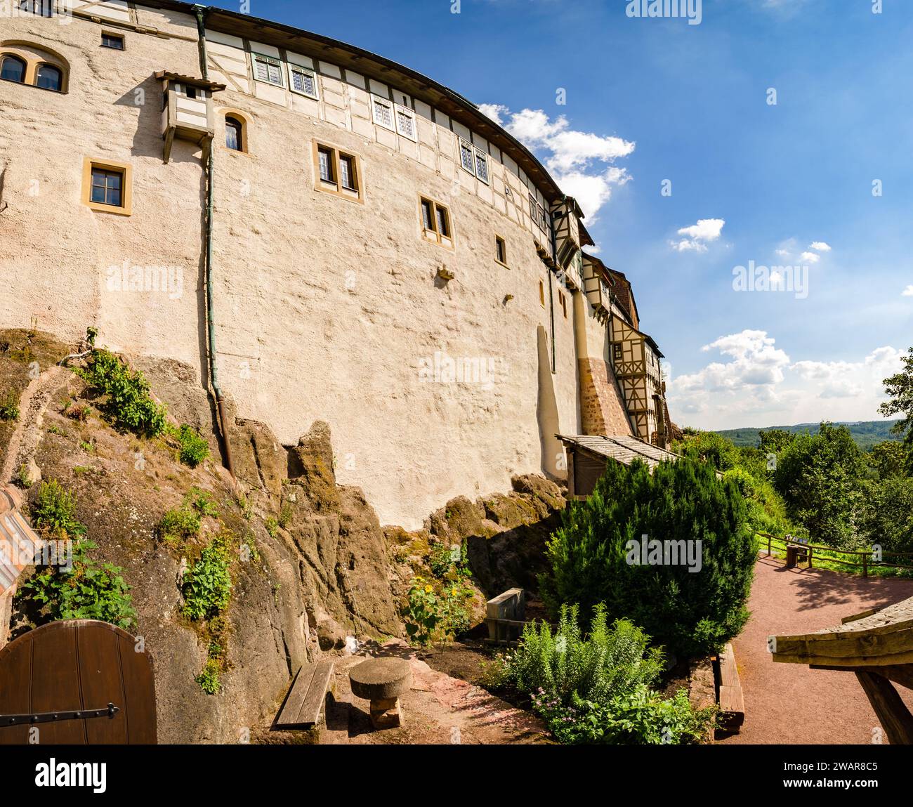 West wall with outer grounds of Wartburg Castle in Eisenach, Thuringia ...