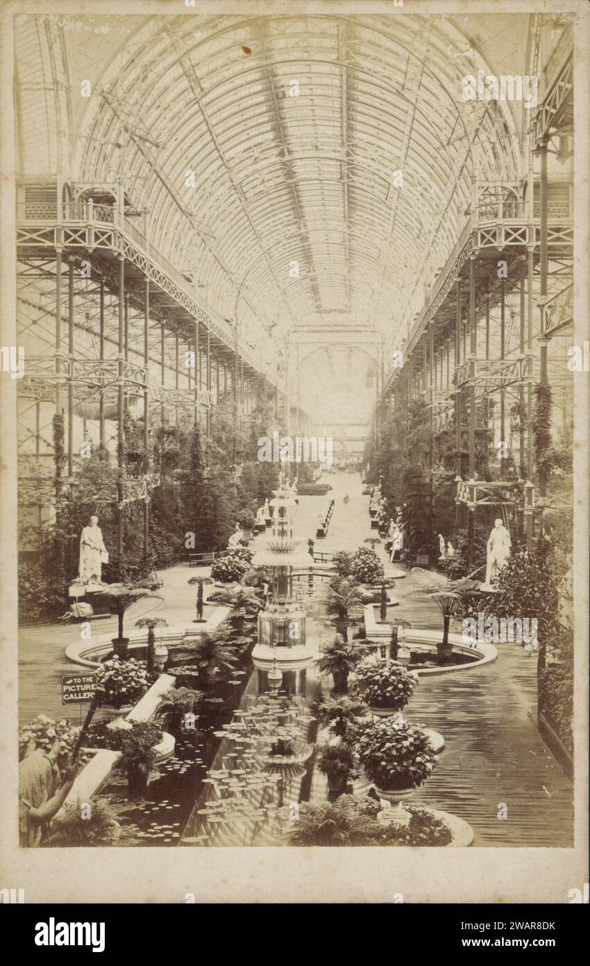 Interior of Crystal Palace in London, 1878 - 1890 photograph. cabinet ...