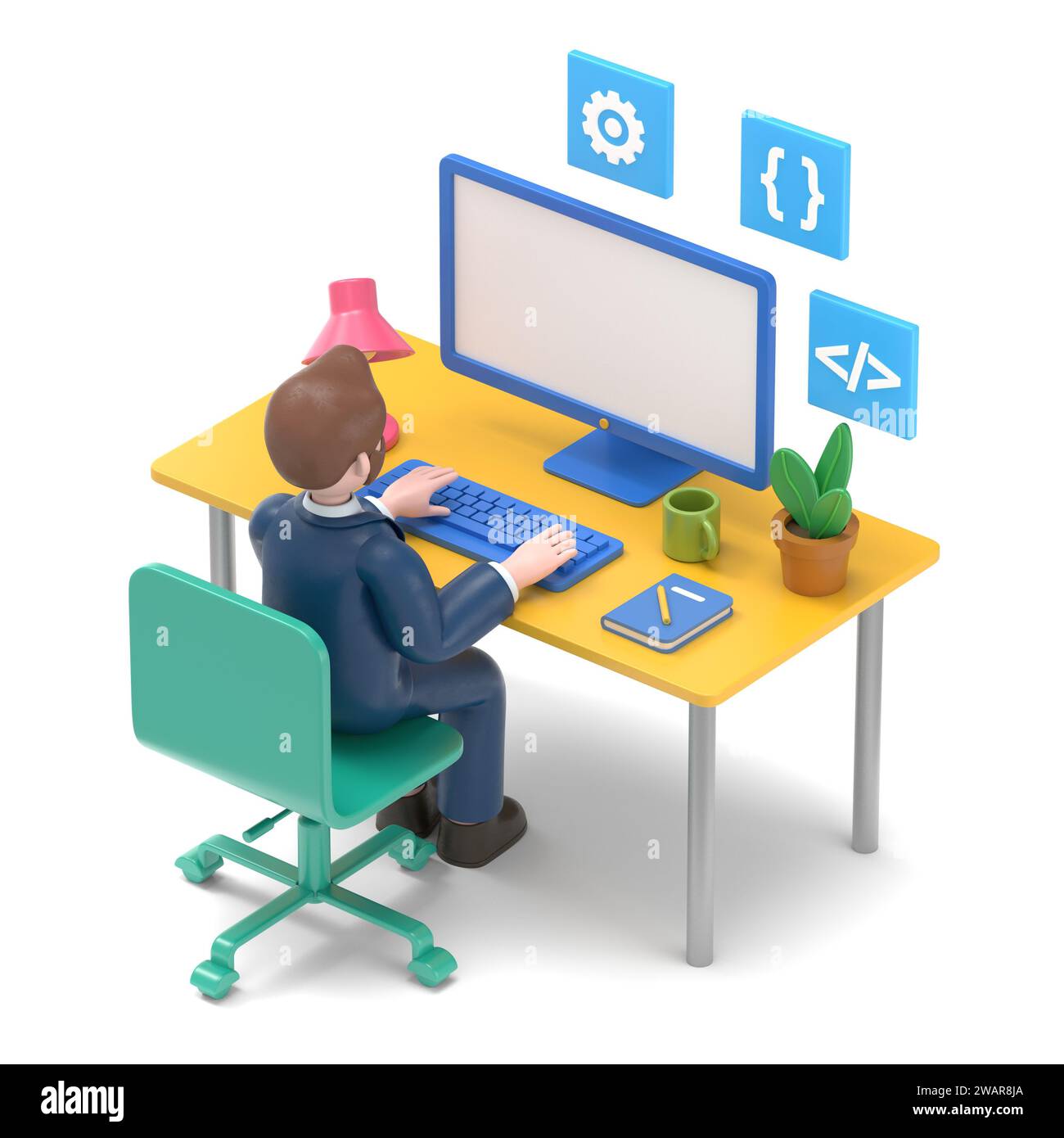 Programmer at work concept banner. Can use for web banner, infographics ...