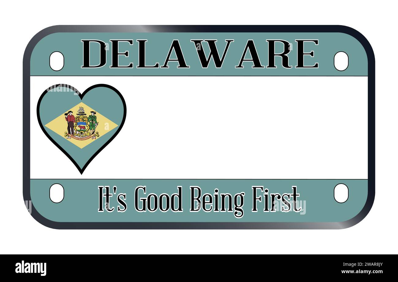 Delaware USA motorcycle license plate over a white background Stock ...