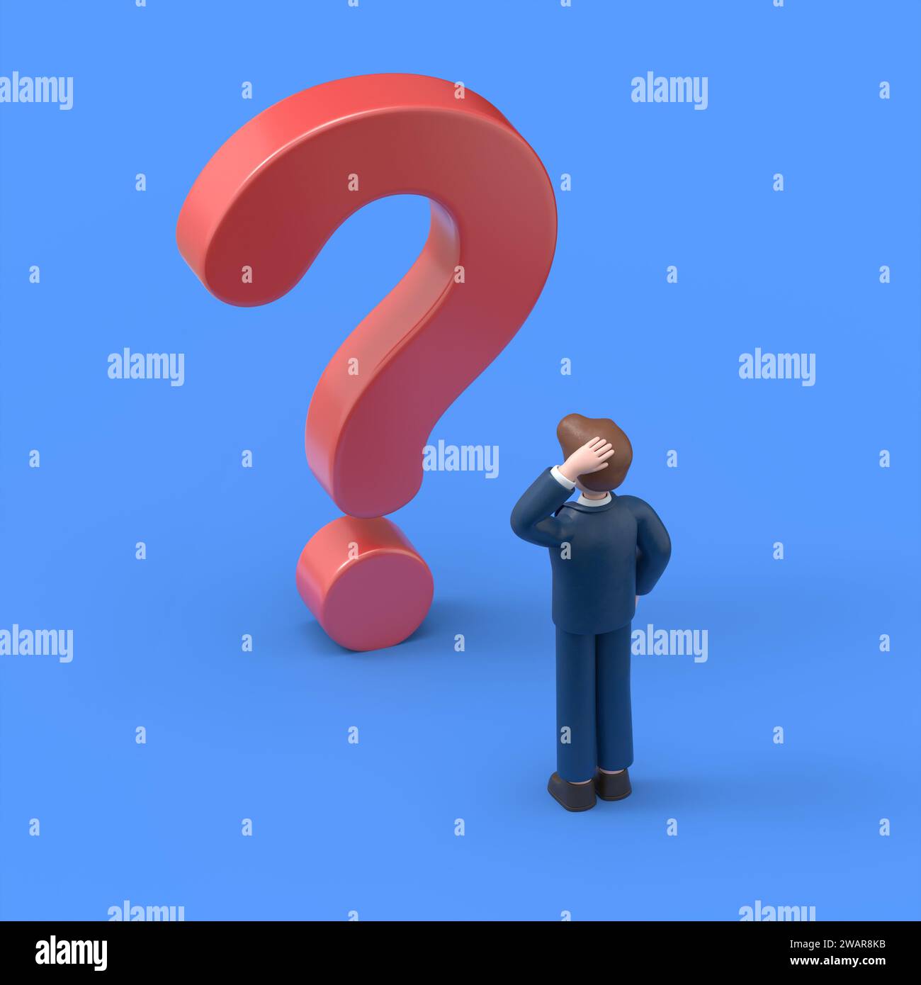 Problem and solution concept.3D illustration of Asian man Felix.3D ...