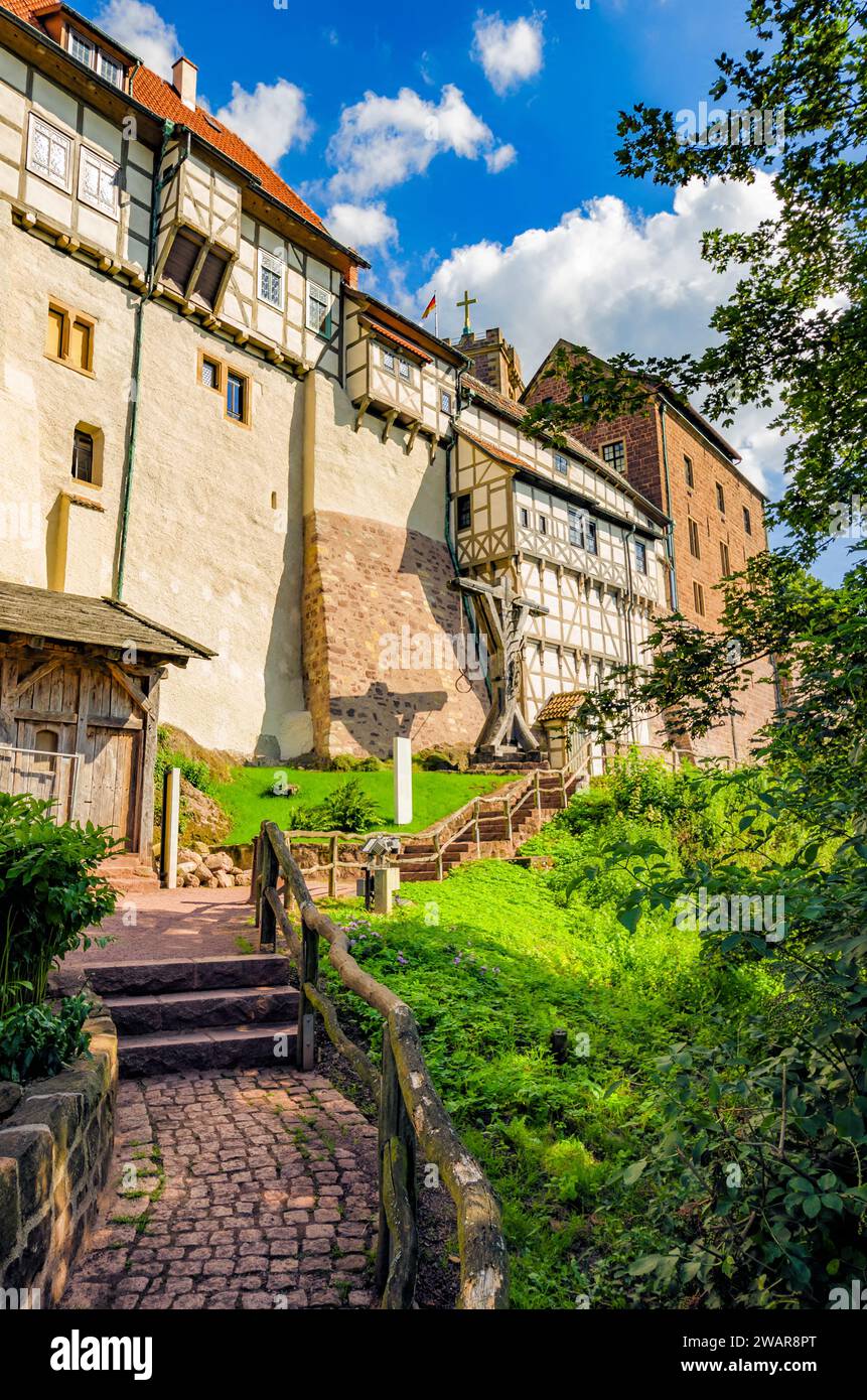 West wall with outer grounds of Wartburg Castle in Eisenach, Thuringia ...