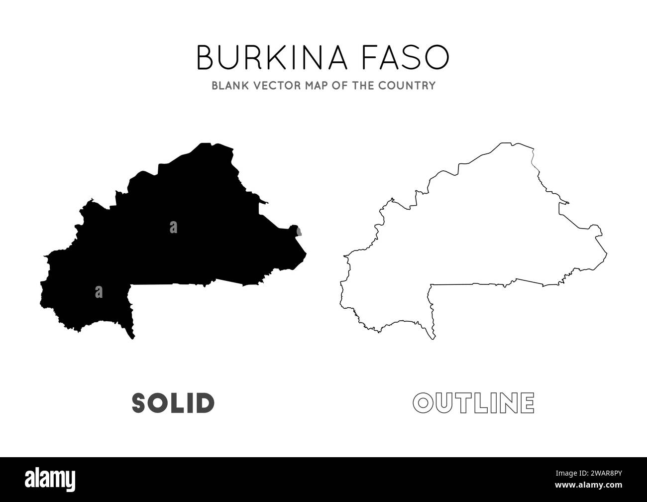 Burkina Faso map. Blank vector map of the Country. Borders of Burkina Faso for your infographic ...