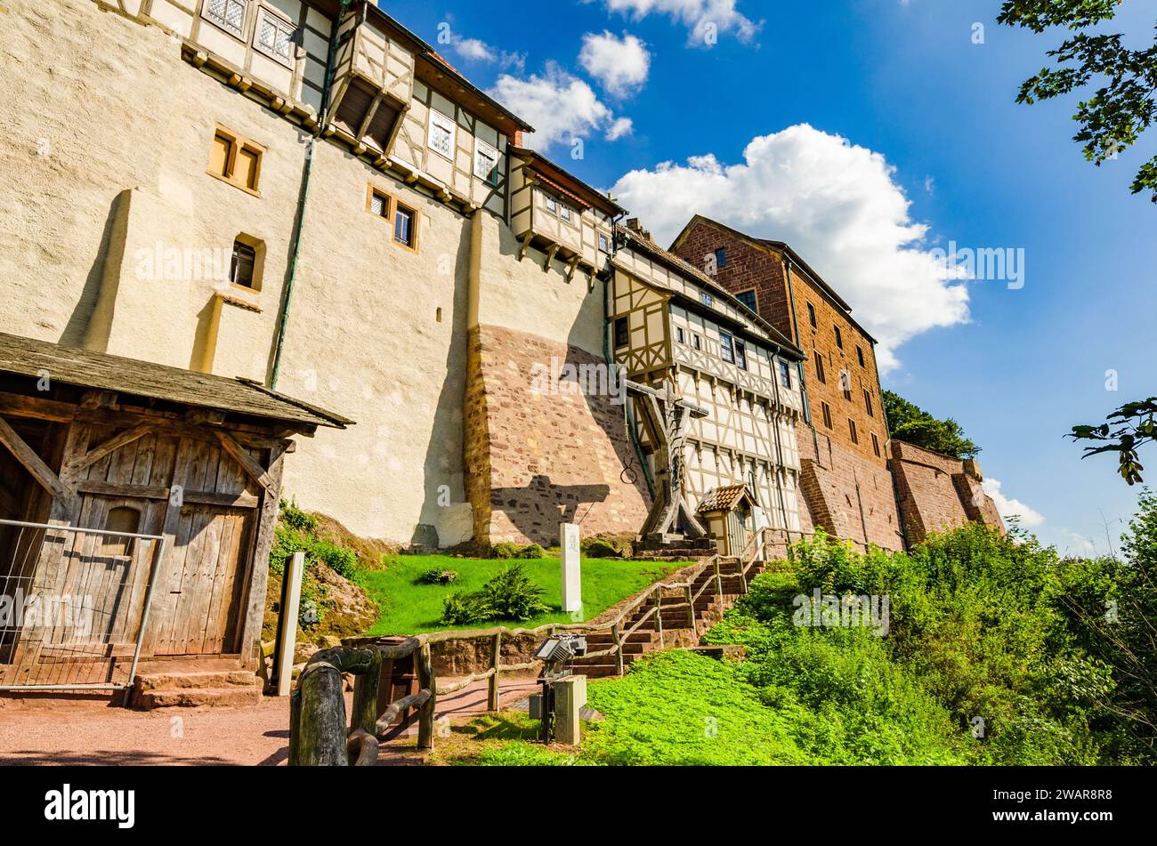 West wall with outer grounds of Wartburg Castle in Eisenach, Thuringia ...