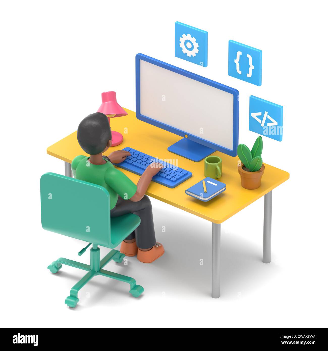 Programmer at work concept banner. Can use for web banner, infographics ...