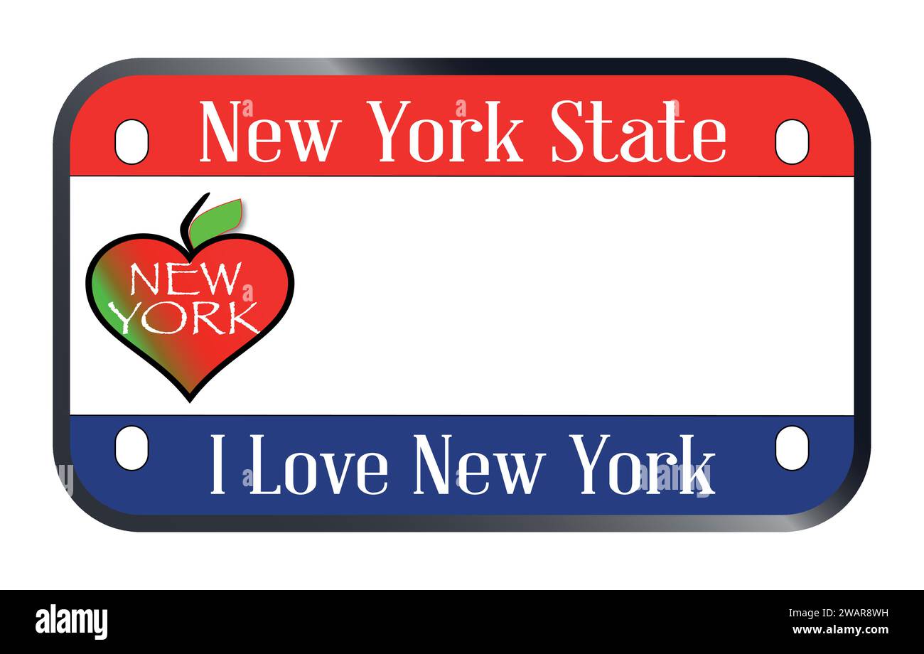 New York state USA motorcycle license plate over a white background ...