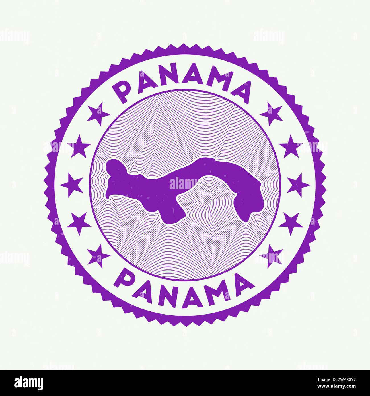 Panama emblem. Country round stamp with shape of Panama, isolines and ...