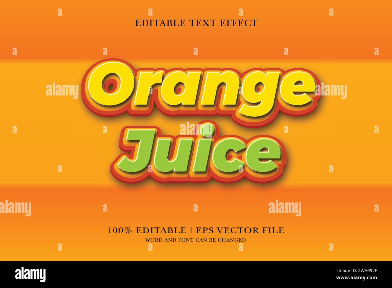 Orange Juice Editable text Effect with 3d vector design Stock Vector ...