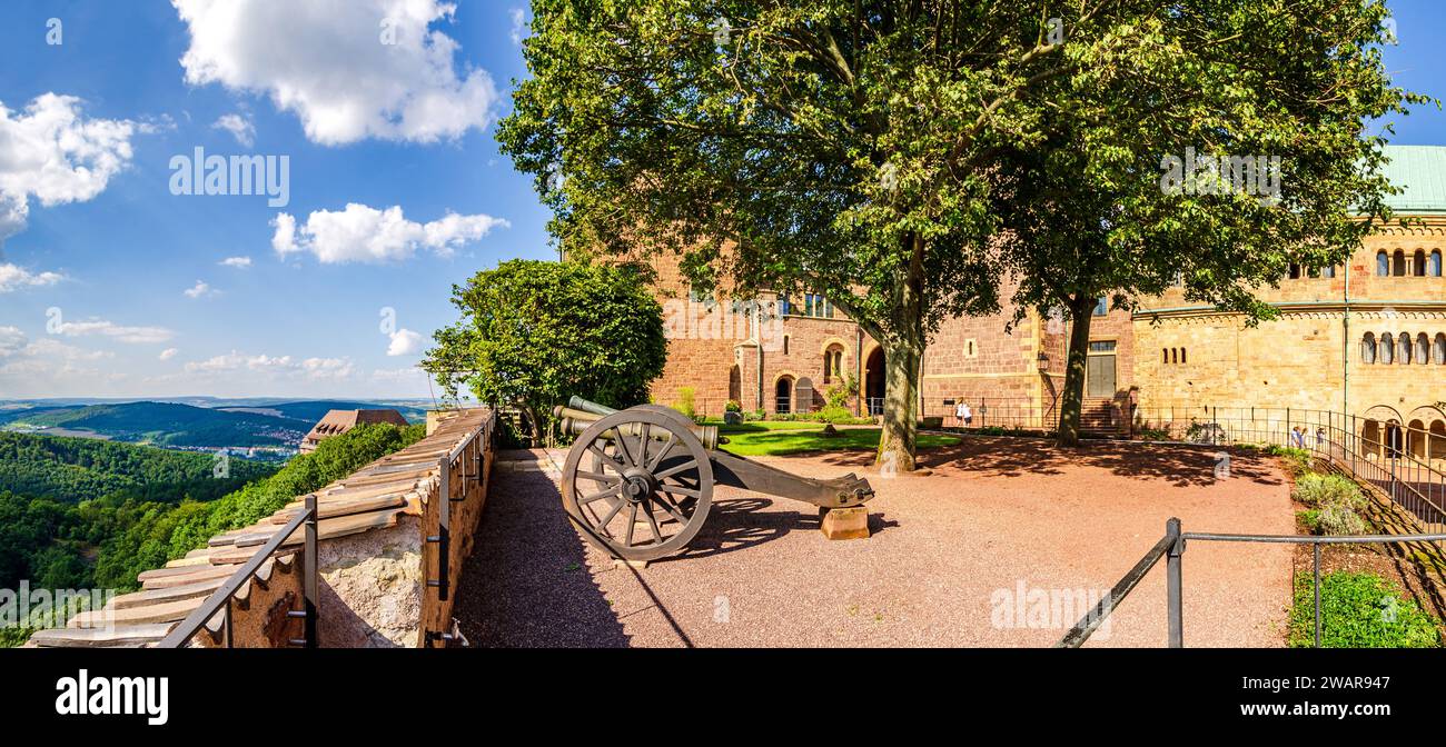 Historic cannon in the Commander's Garden at Wartburg Castle in ...