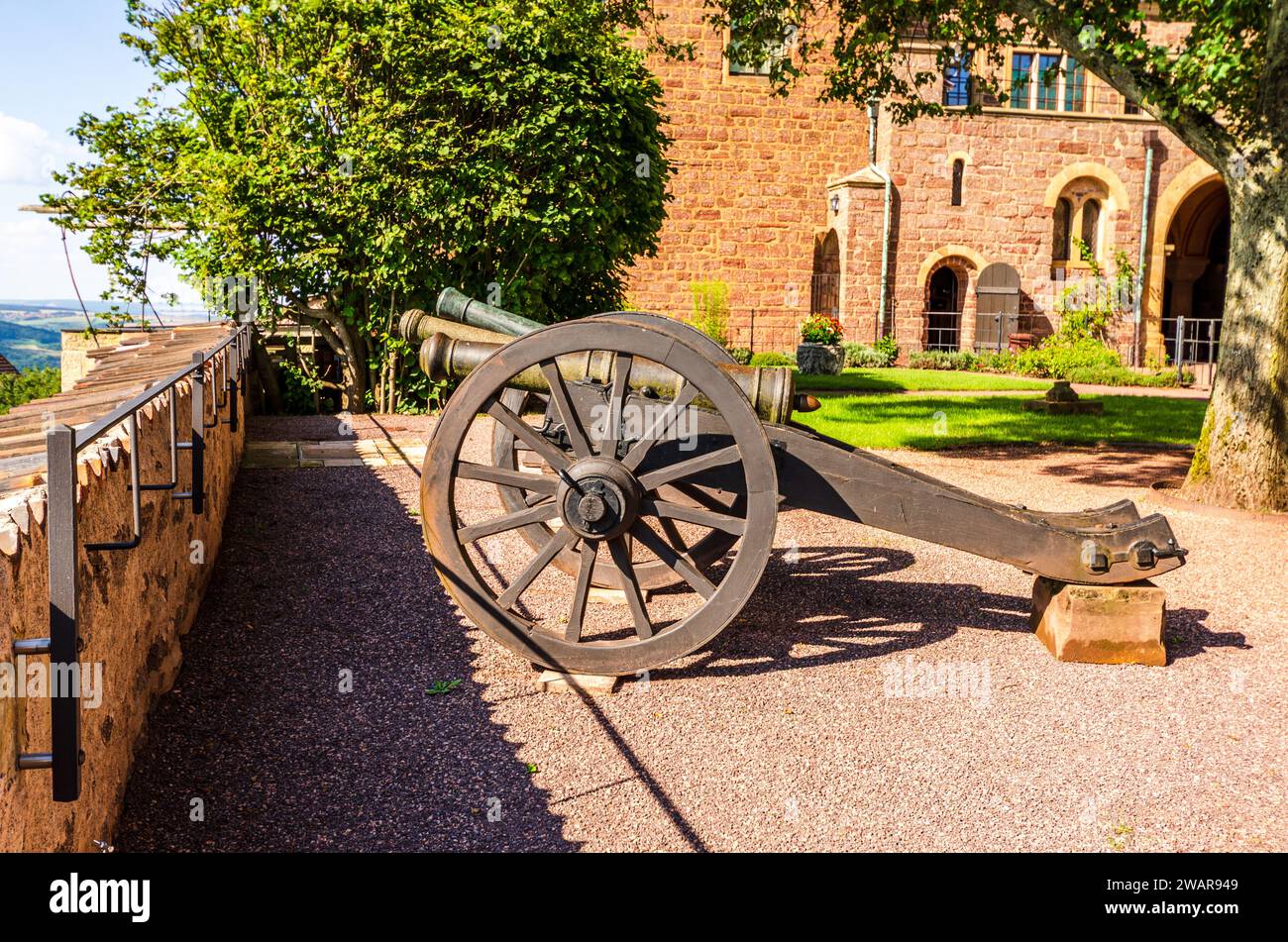 Historic cannon in the Commander's Garden at Wartburg Castle in ...