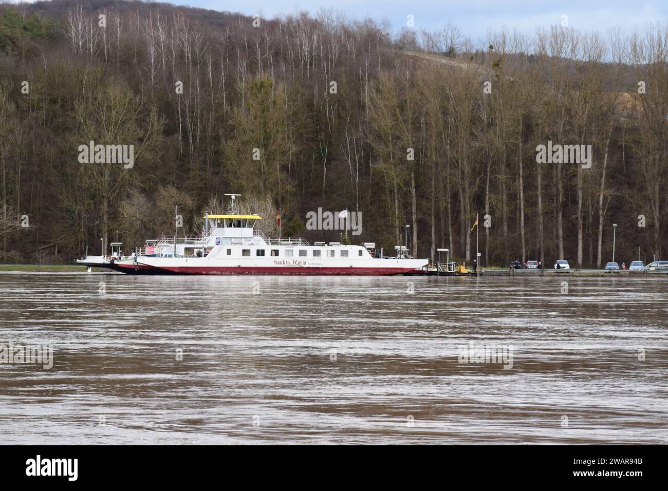 ferry still operating in the Rhine flood Stock Photo - Alamy