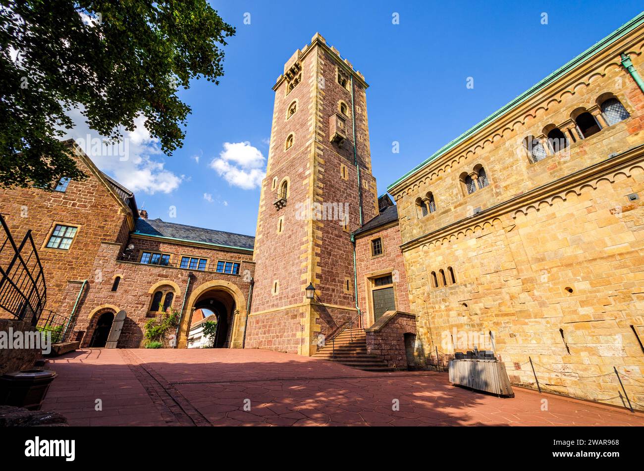 Keep with gatehouse and palace of Wartburg Castle in Eisenach ...