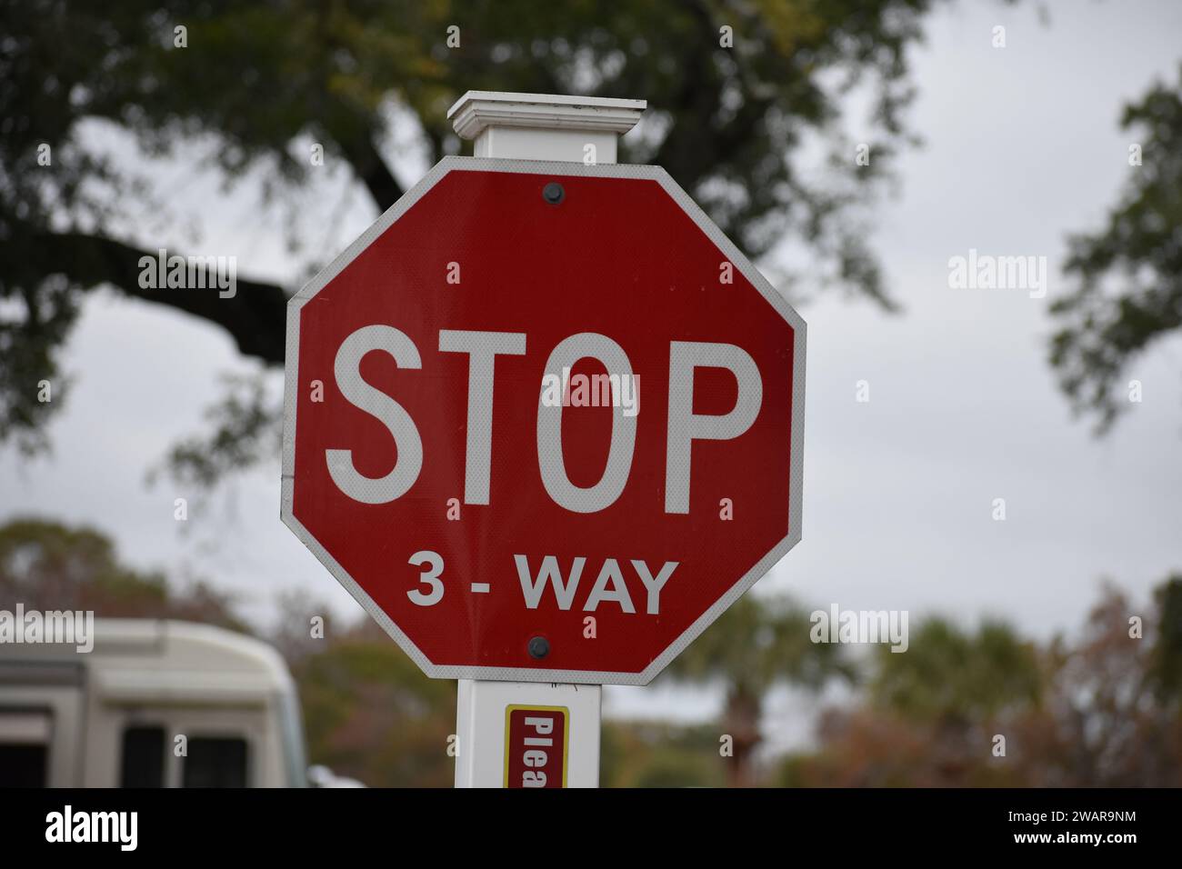 Three 3 way stop sign traffic Stock Photo - Alamy Three 3 way stop sign traffic Stock Photo - Alamy