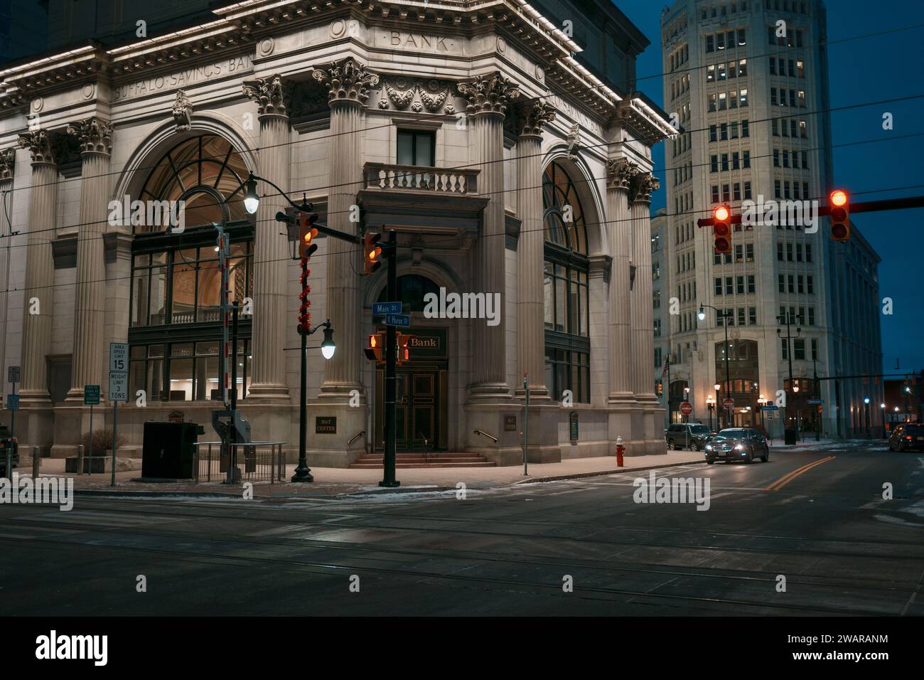 The Electric Tower and Buffalo Savings Bank at night, Buffalo, New York ...