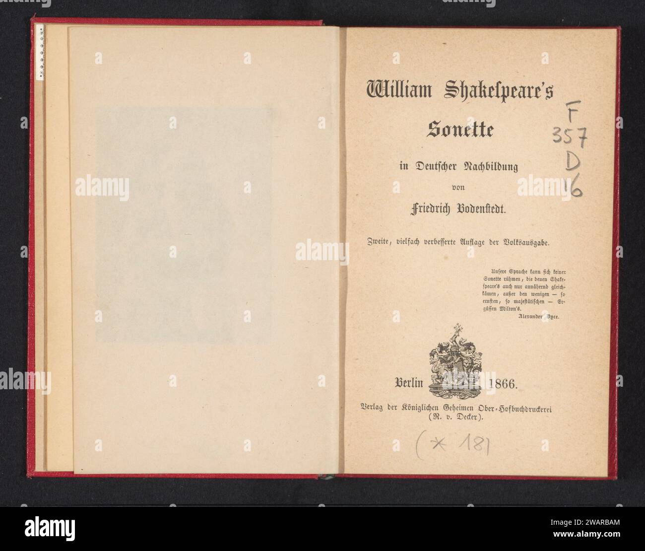 William Shakespeare's Sonette, William Shakespeare, 1866 book Berlin ...