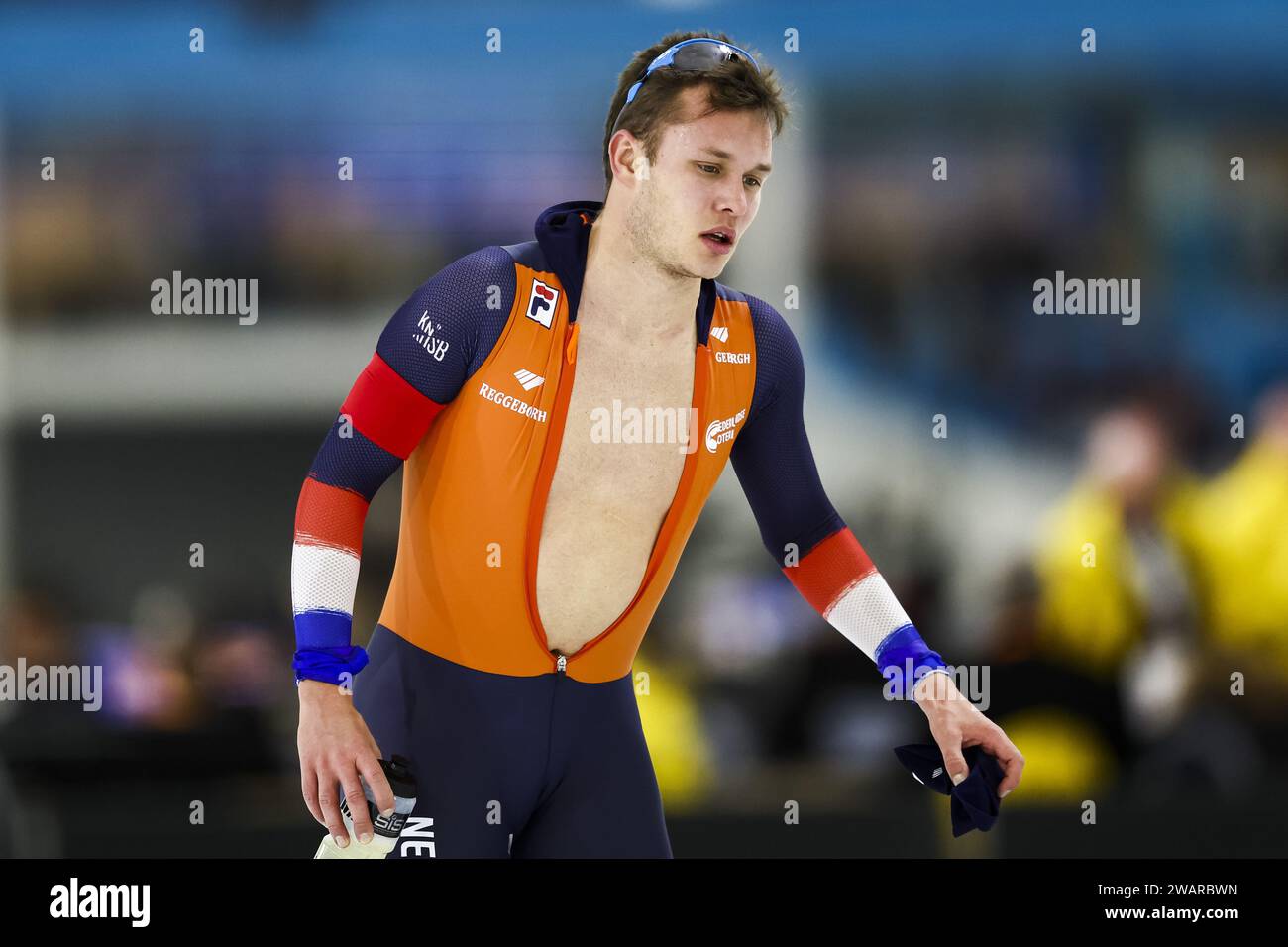 HEERENVEEN - Marcel Bosker (NED) responds after the men's 5000 meters ...